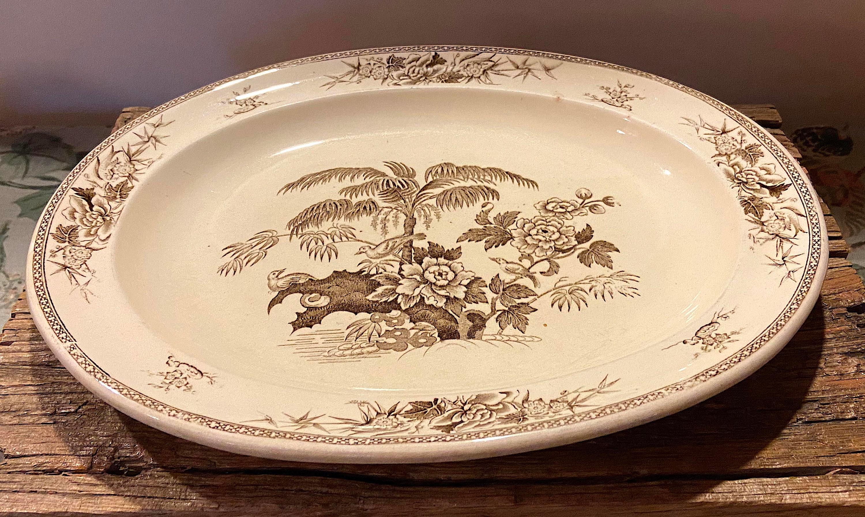 Antique Wedgewood China Aesthetic Platter Brown Transferware - Etsy