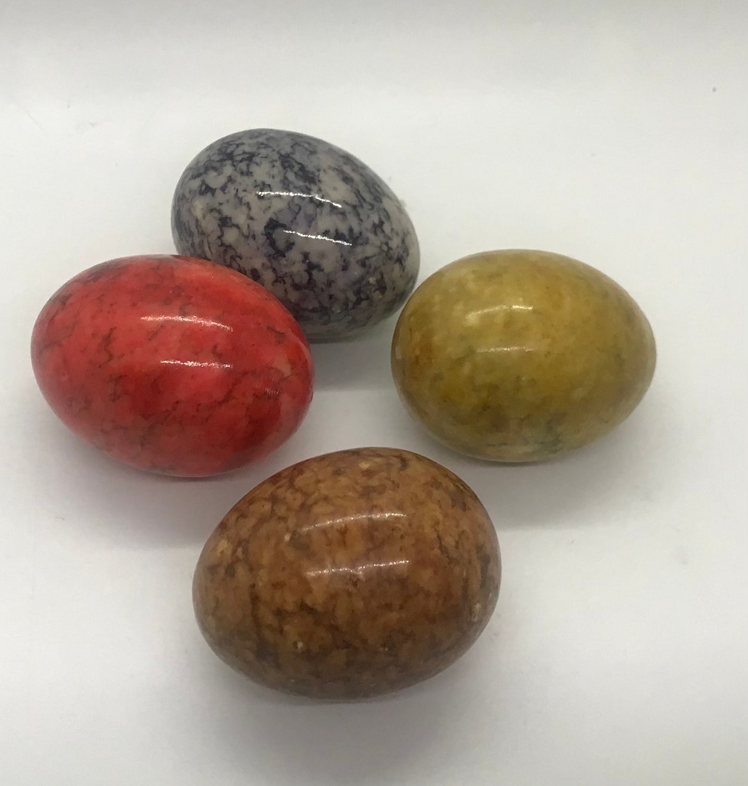 Vintage Alabaster Stone Eggs, Set of Four, Italian, Red, Gray, Beige ...