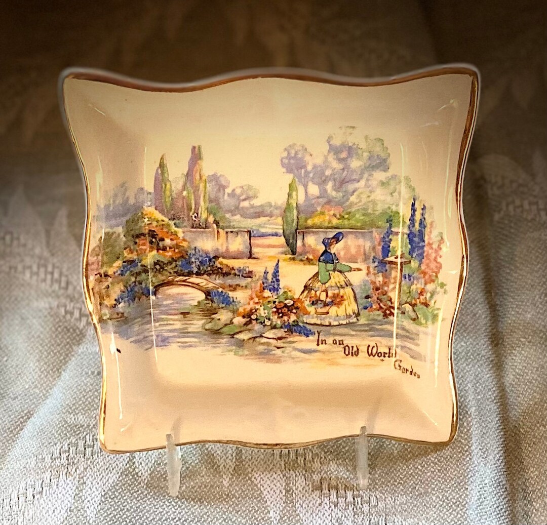 Vintage Sandland Ware, Trinket,candy,tray in an Old World Garden ...