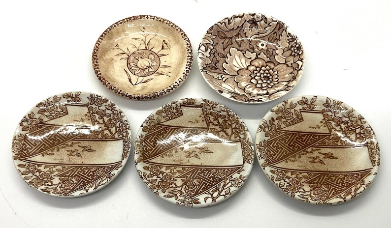 Antique Butter Pats, Victorian Aesthetic Brown Transferware, Assortment ...