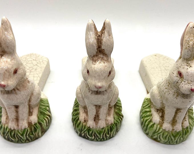 Vintage Ceramic Pot Feet, Figural Rabbits, Set of Three, Planters ...