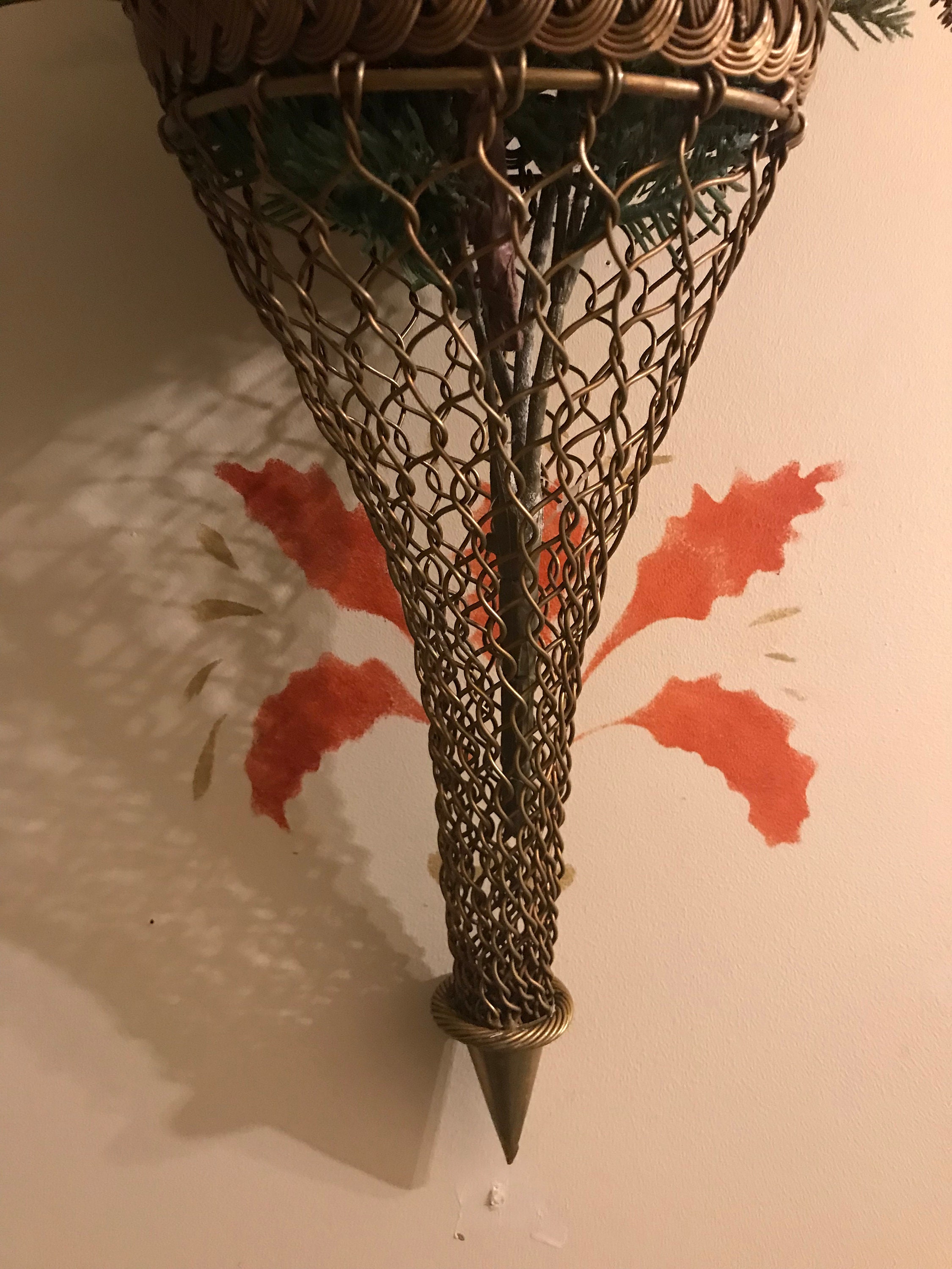 Vintage French Brass Wall Pocket/cone/braided/chain Mesh/ - Etsy