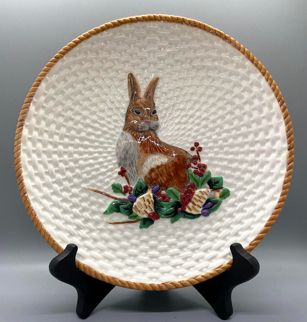 Vintage Winterthur Majolica Style Rabbit Decorative Plate Enesco, 1996 ...