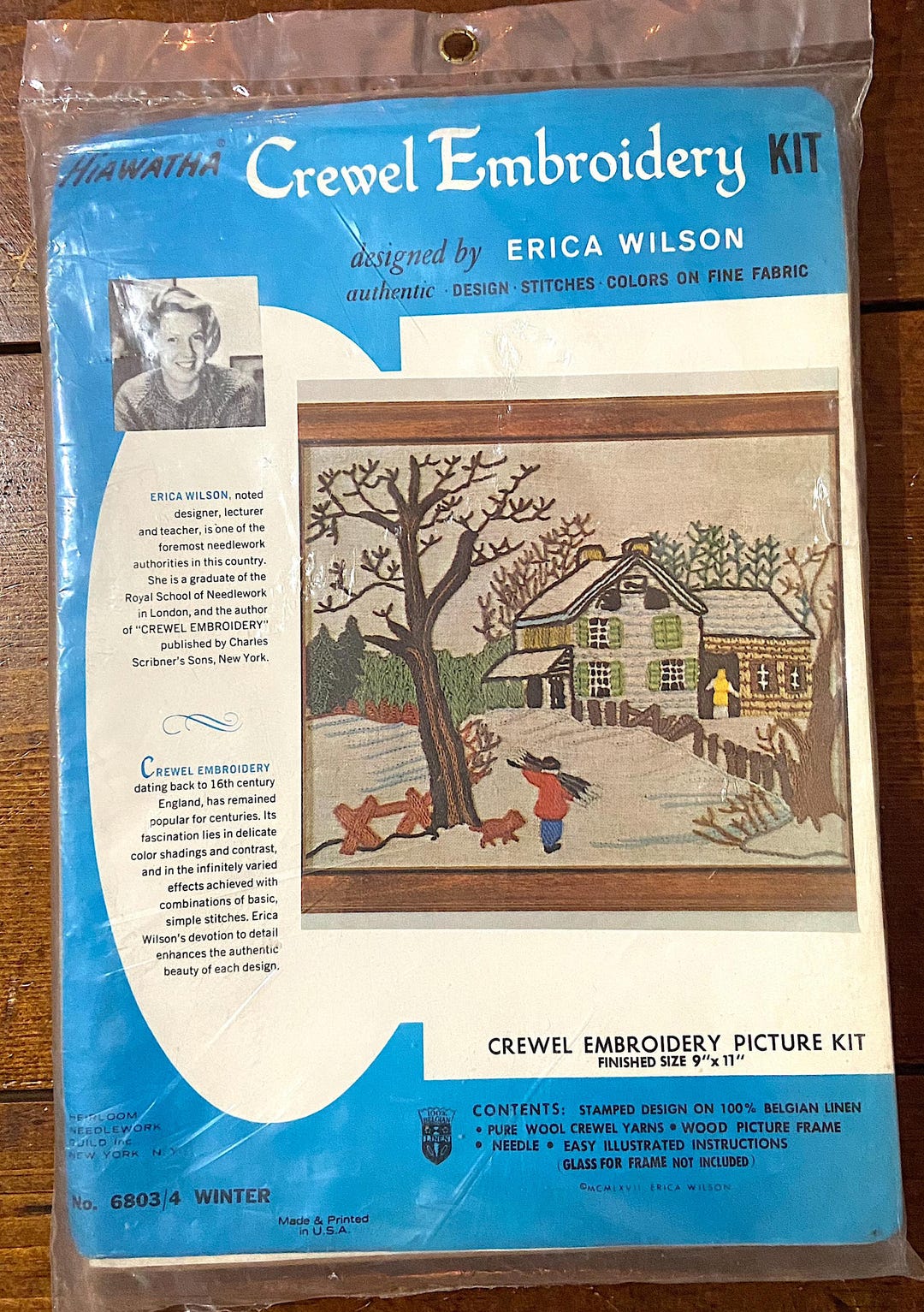Vintage Erica Wilson Crewel Embroidery Picture Kit, Hiawatha Winter, No ...