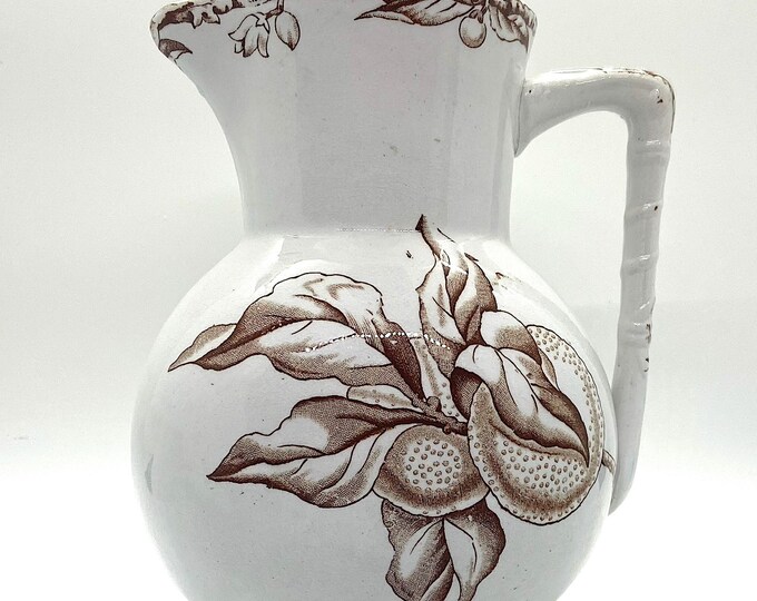 Antique Brown and White Transferware Semi Porcelain Covered Dish Tureen ...