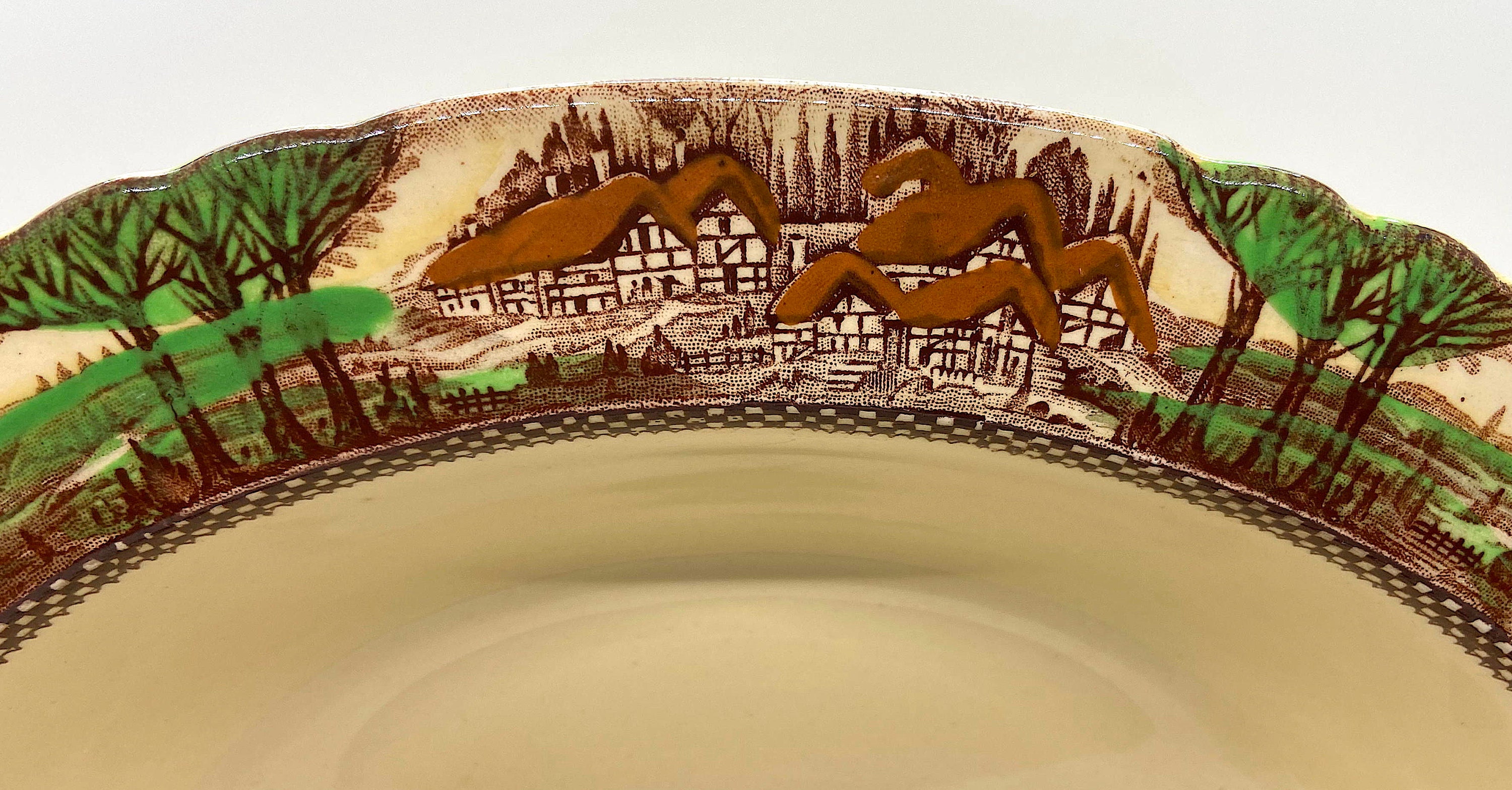 Vintage Myott Sons & Co. Polychrome Oval Vegetable Serving Bowl ...