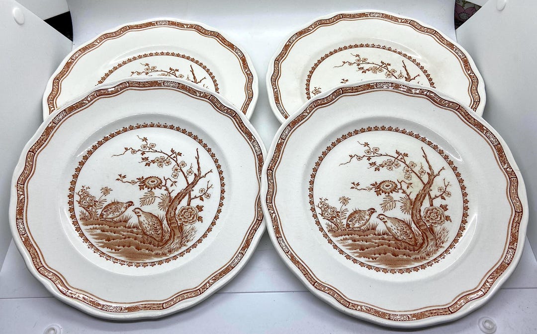 Antique Furnivals Quail, Set of 4 Plates, Dessert, Salad, Side Dishes ...