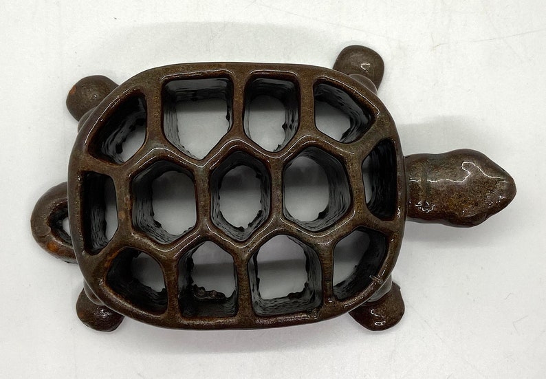 Vintage Enameled Turtle Flower Frog Floralarranging Ikebana - Etsy