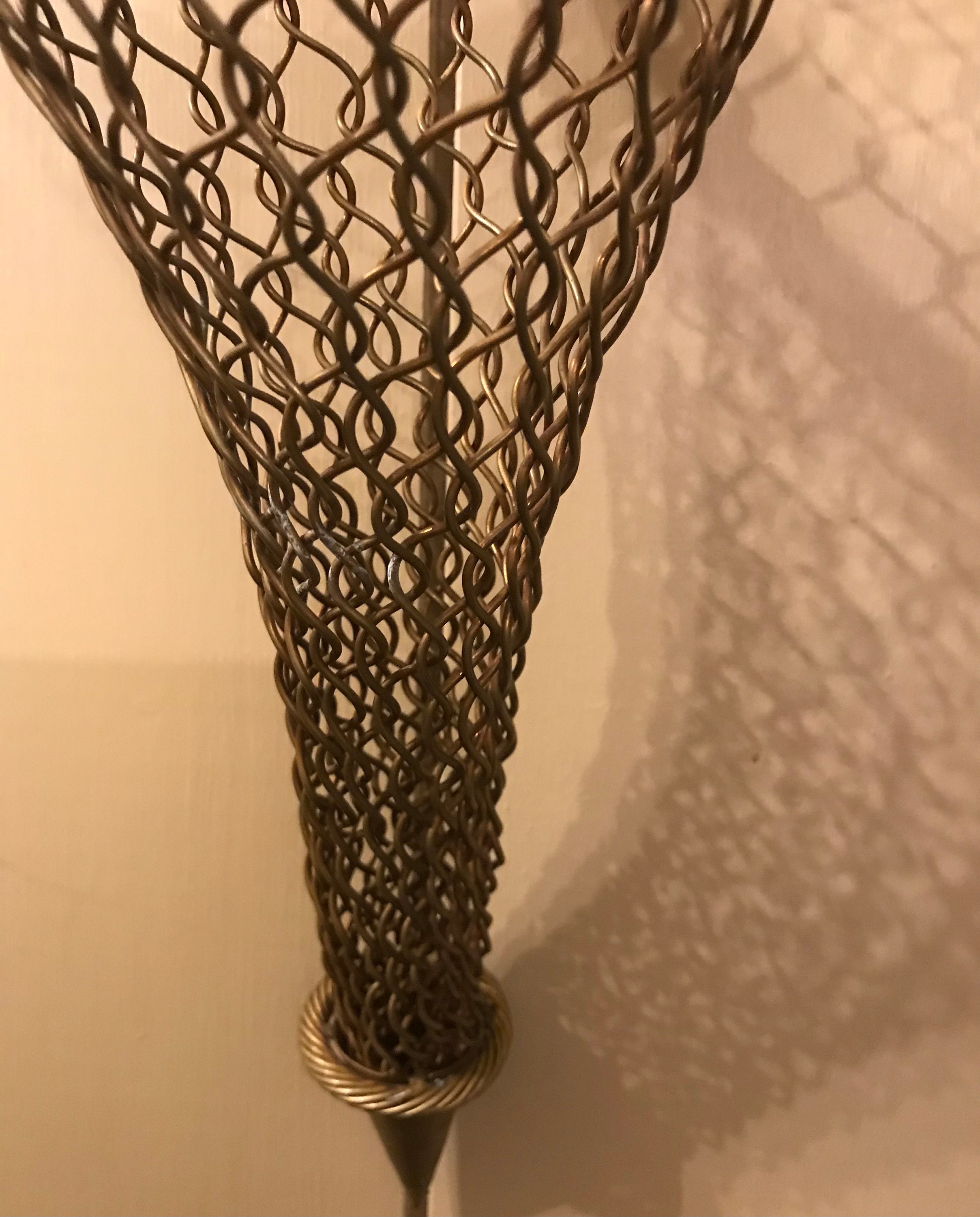 Vintage French Brass Wall Pocket/cone/braided/chain Mesh/ - Etsy