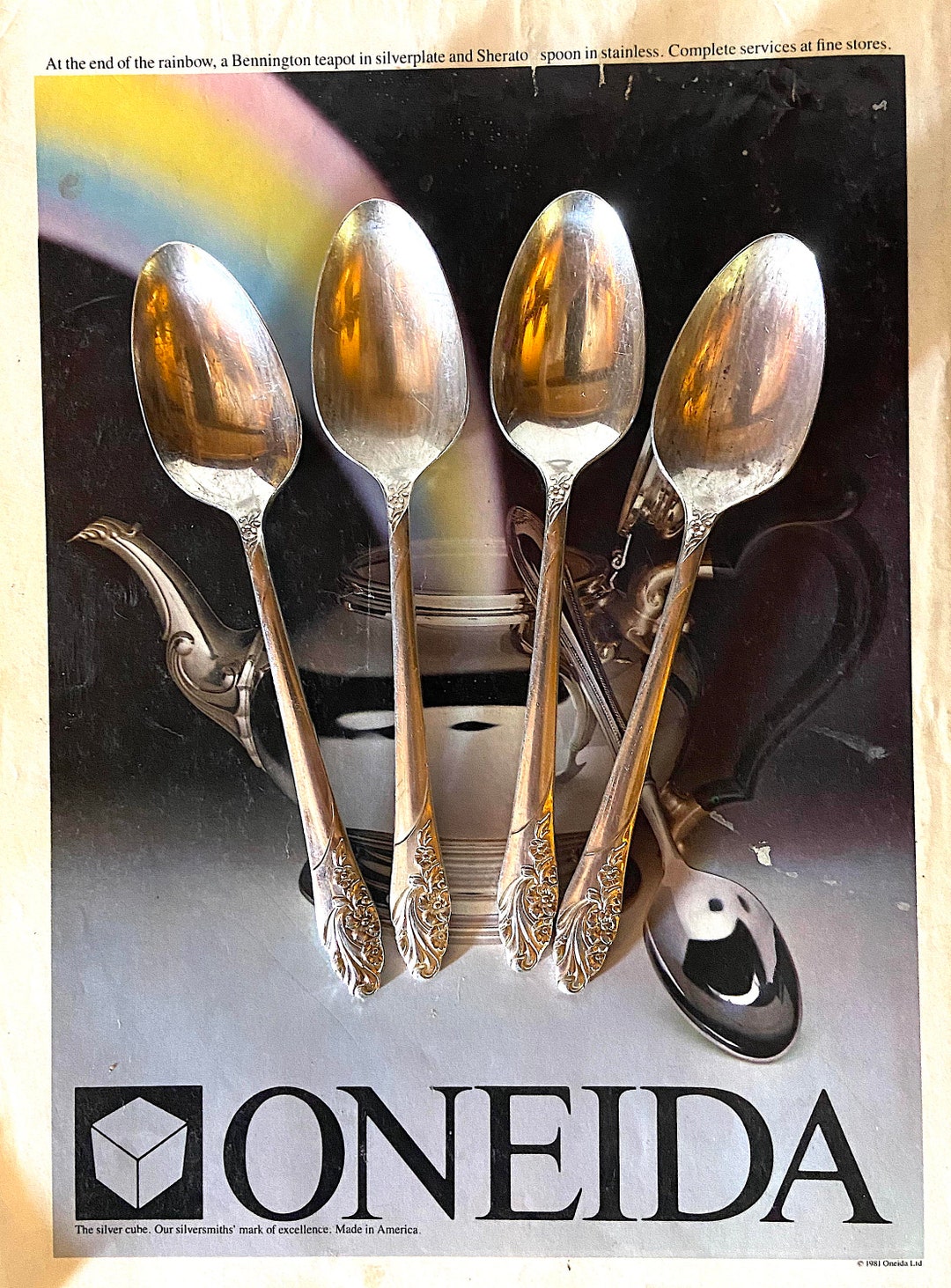Vintage Oneida Community Evening Star, Four Teaspoons, 1950 MCM ...