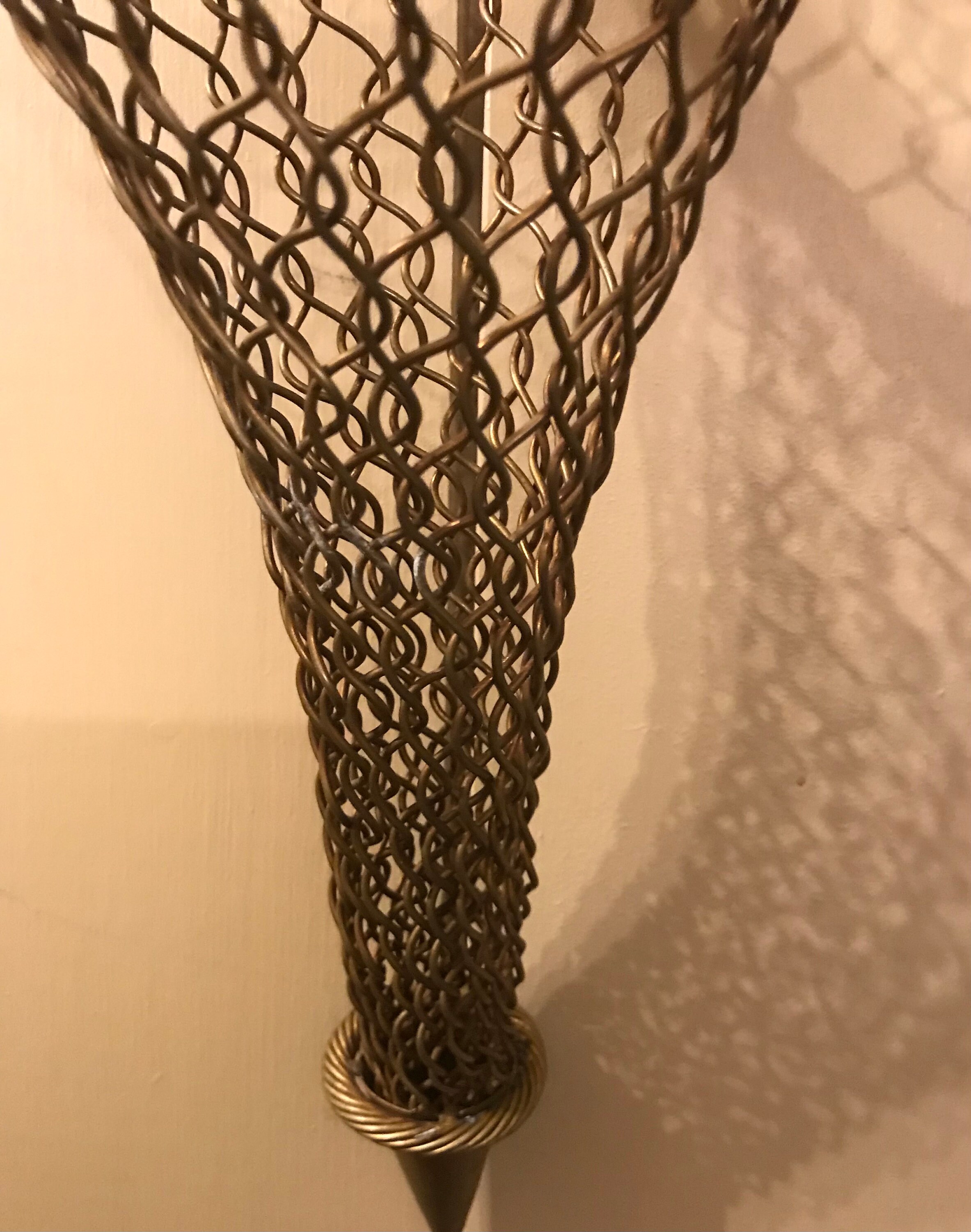 Vintage French Brass Wall Pocket/cone/braided/chain Mesh/ - Etsy