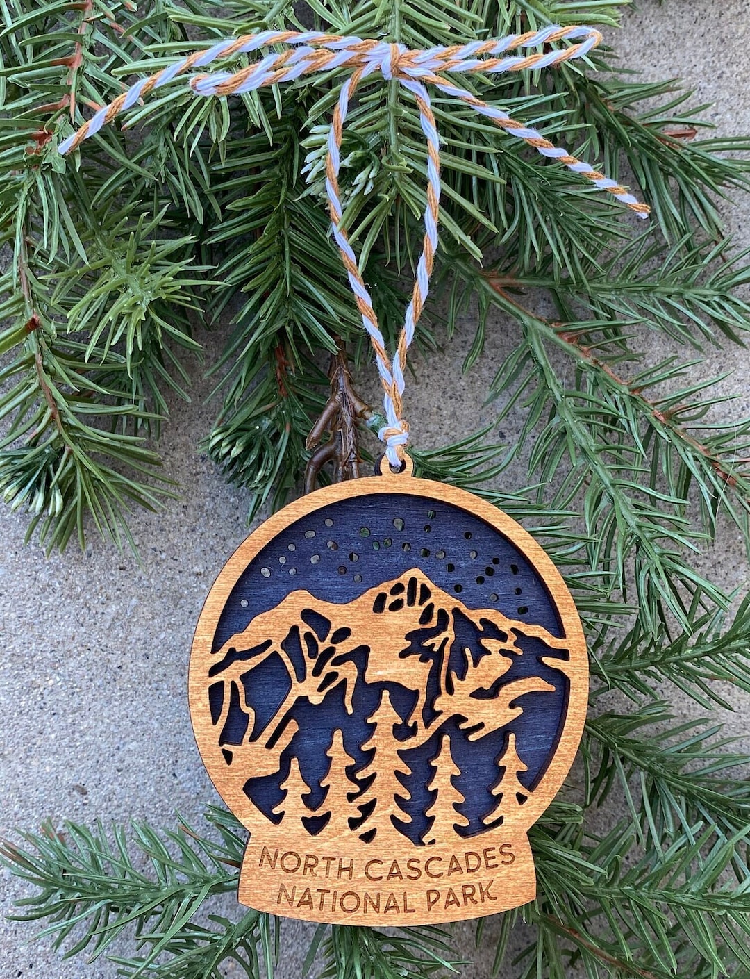 North Cascades National Park Snow Globe Style Wood Ornament, Hiker Gift ...