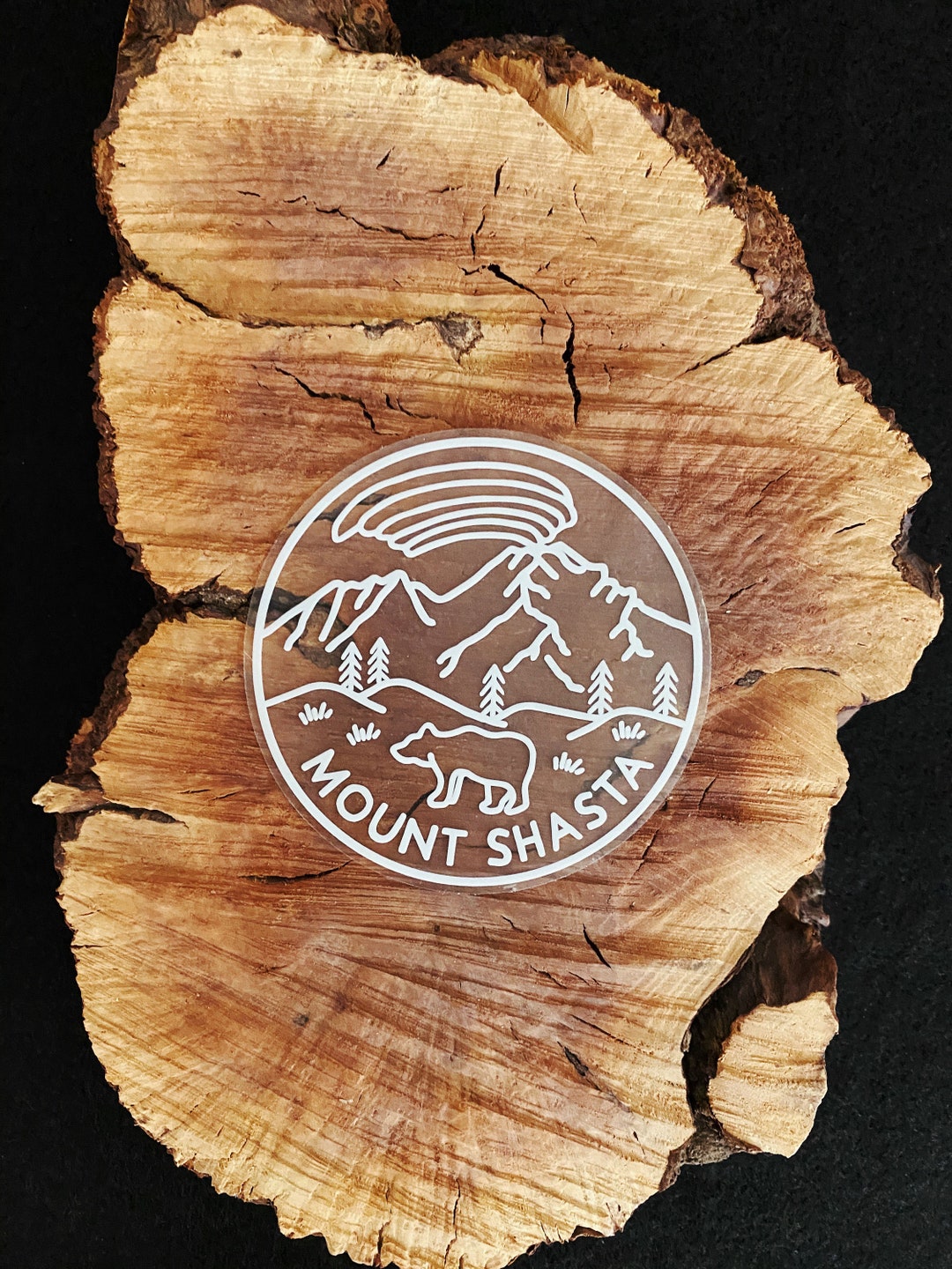 Mount Shasta Round Clear Vinyl Sticker - 3" Premium Weatherproof Vinyl ...