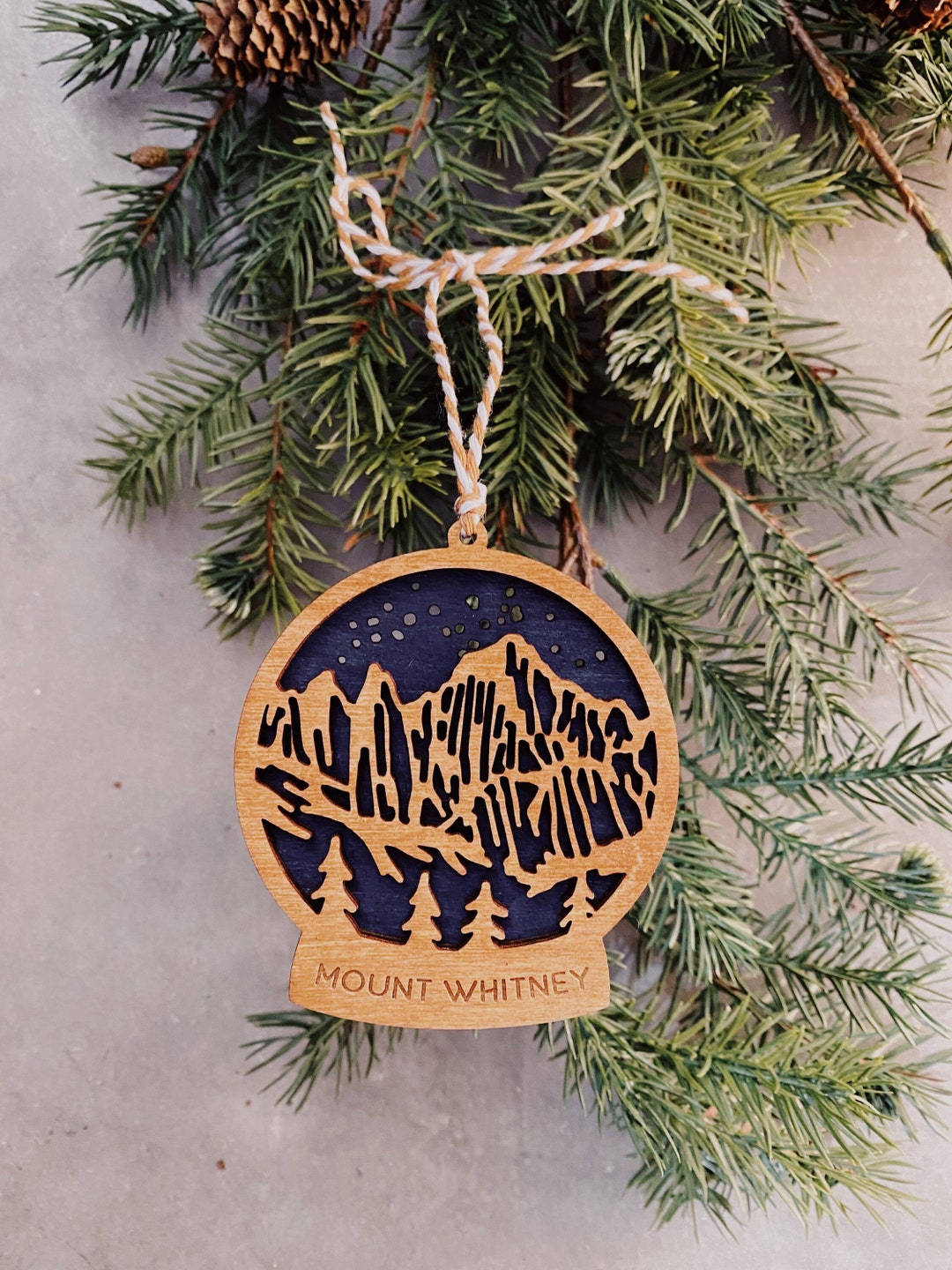 Mount Whitney Snow Globe Style Wood Ornament, Hiker Gift, Christmas ...
