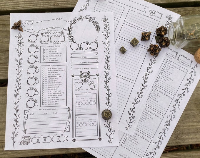 D&D 5e Druid Character Sheet - Etsy Canada