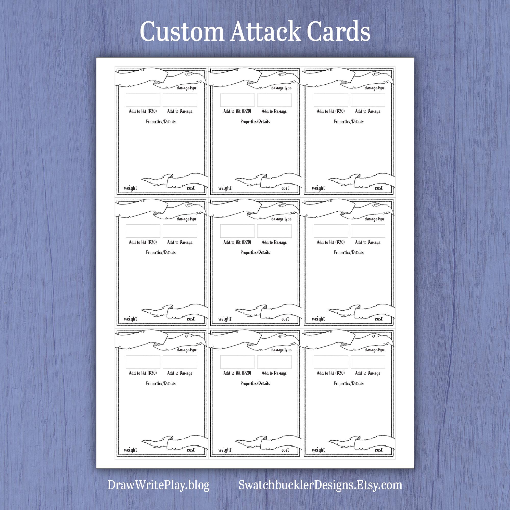 Custom RPG Printable Card Templates for Games Like Dungeons & Dragons ...