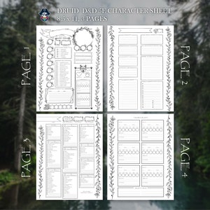 Dungeons & Dragons 5E | Druid Character Sheet | Digital Download - Etsy