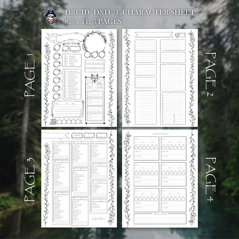 Dungeons & Dragons 5E Druid Character Sheet Digital - Etsy