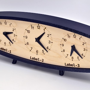Personalized Triple Time Zone Clock Custom Made World 3 Timezone ...