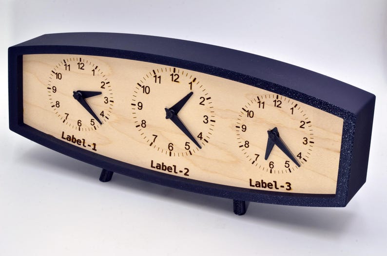 Personalized Triple Time Zone Clock Custom Made World 3 Timezone ...