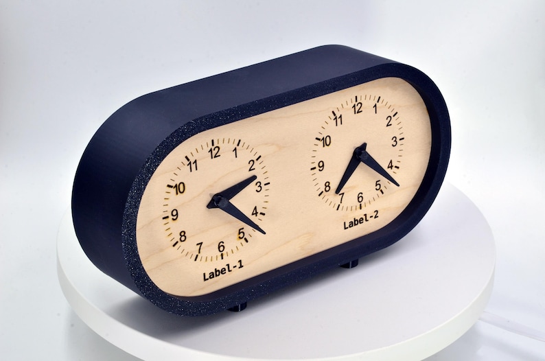 Personalized Two Time Zone Clock Custom Made World 2 Timezone Desktop ...