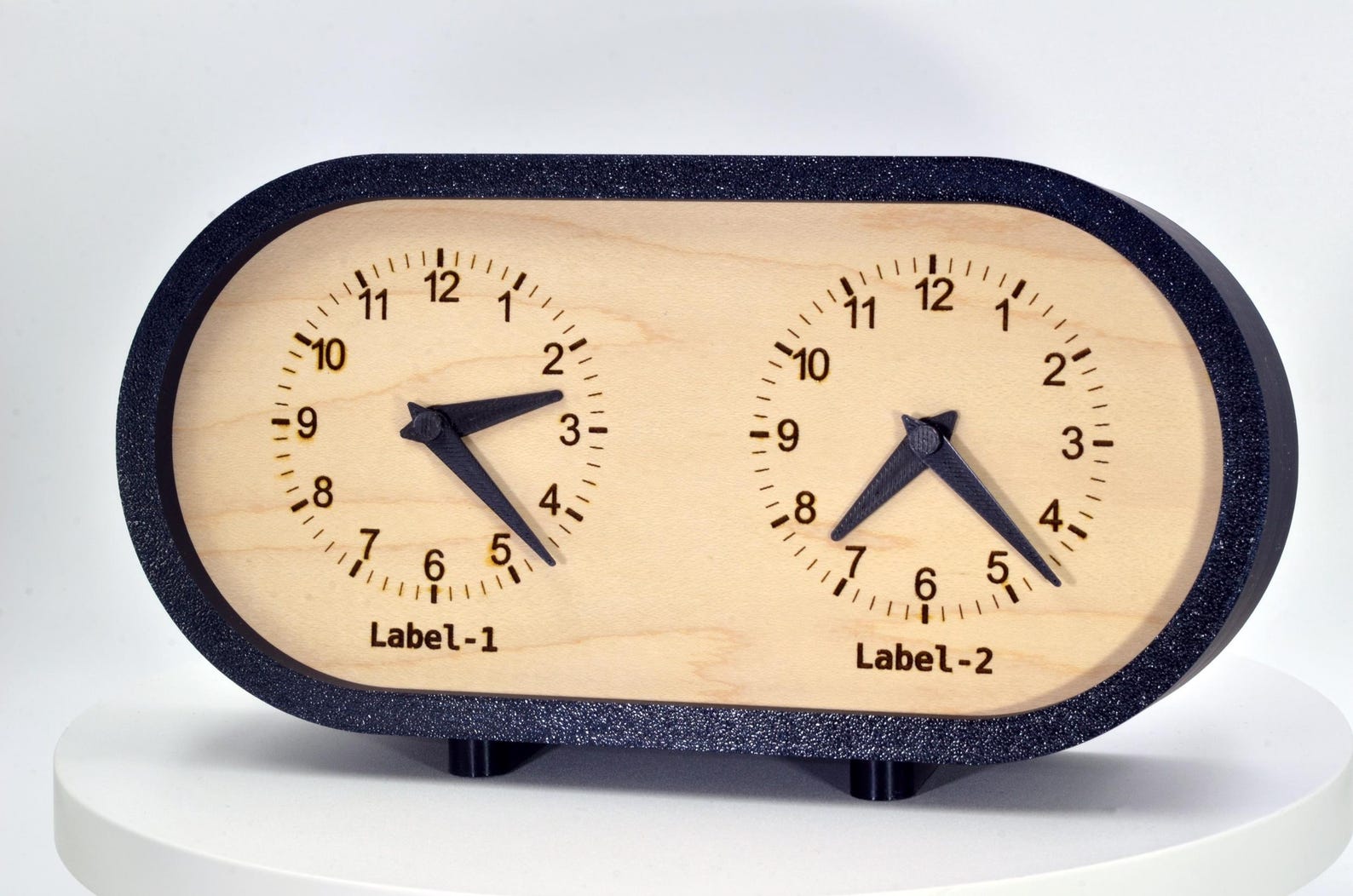 Personalized Two Time Zone Clock Custom Made World 2 Timezone Desktop ...