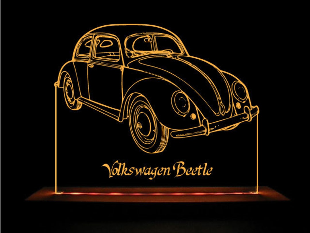 Classic Volkswagen VW Beetle Edge Lit LED Acrylic Light up Sign Desk ...