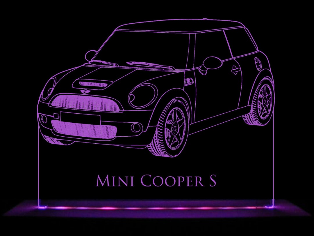 Mini Cooper S Edge Lit LED Acrylic Light up Sign Desk Model Night Light ...