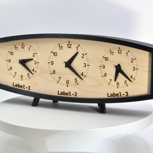 Personalized Triple Time Zone Clock Custom Made World 3 Timezone ...