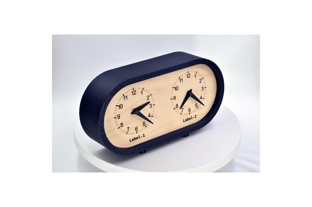 Personalized Two Time Zone Clock Custom Made World 2 Timezone Desktop ...