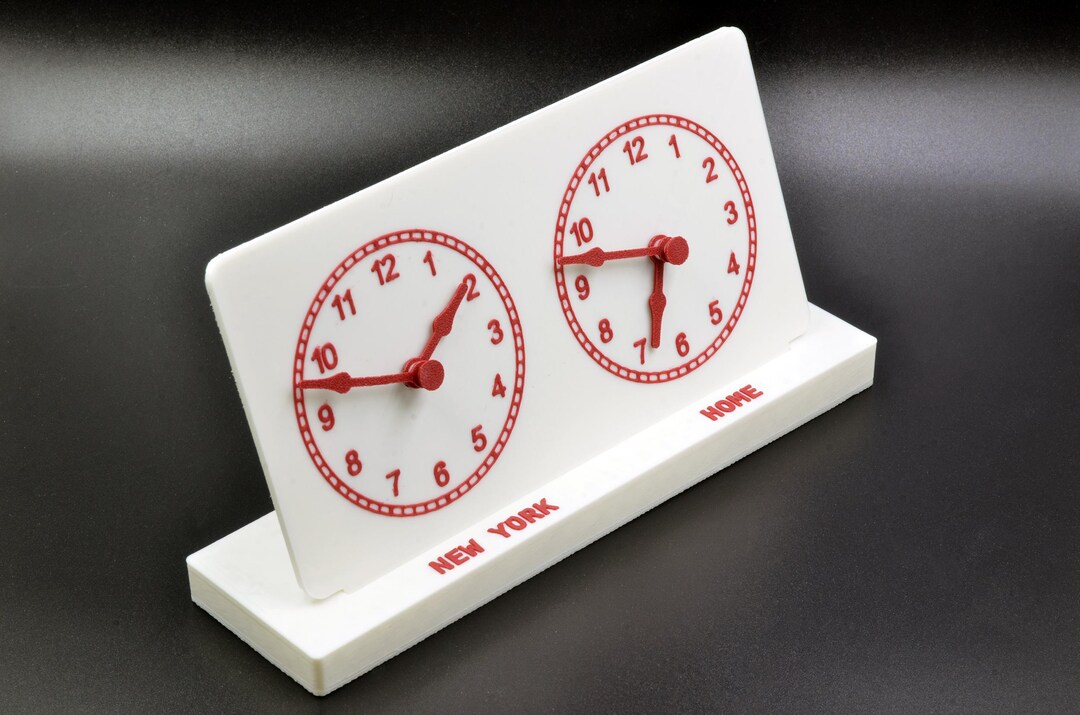 Personalized Two Time Zone Clock Custom Made World 2 Timezone Desktop ...