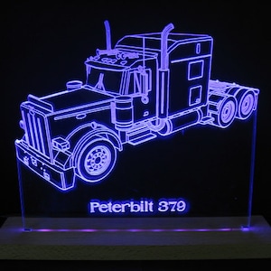 Peterbilt 379 Semi Truck Edge Lit LED Acrylic Light up Sign Desk Model ...