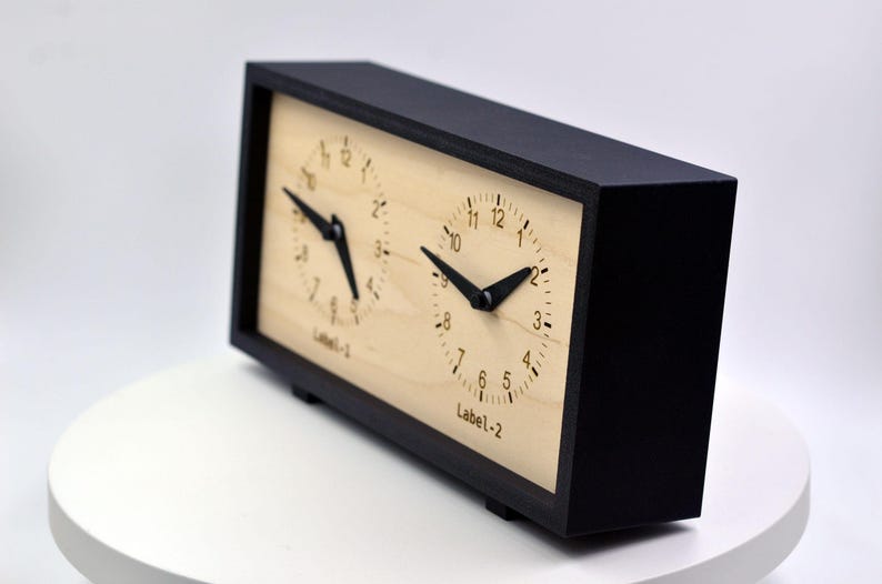 Personalized Two Time Zone Clock Custom Made World 2 Timezone Desktop ...