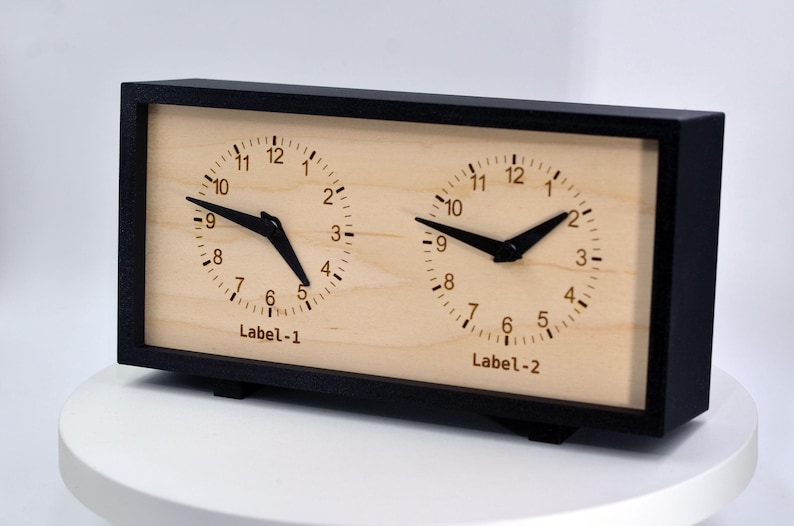 Personalized Two Time Zone Clock Custom Made World 2 Timezone Desktop ...