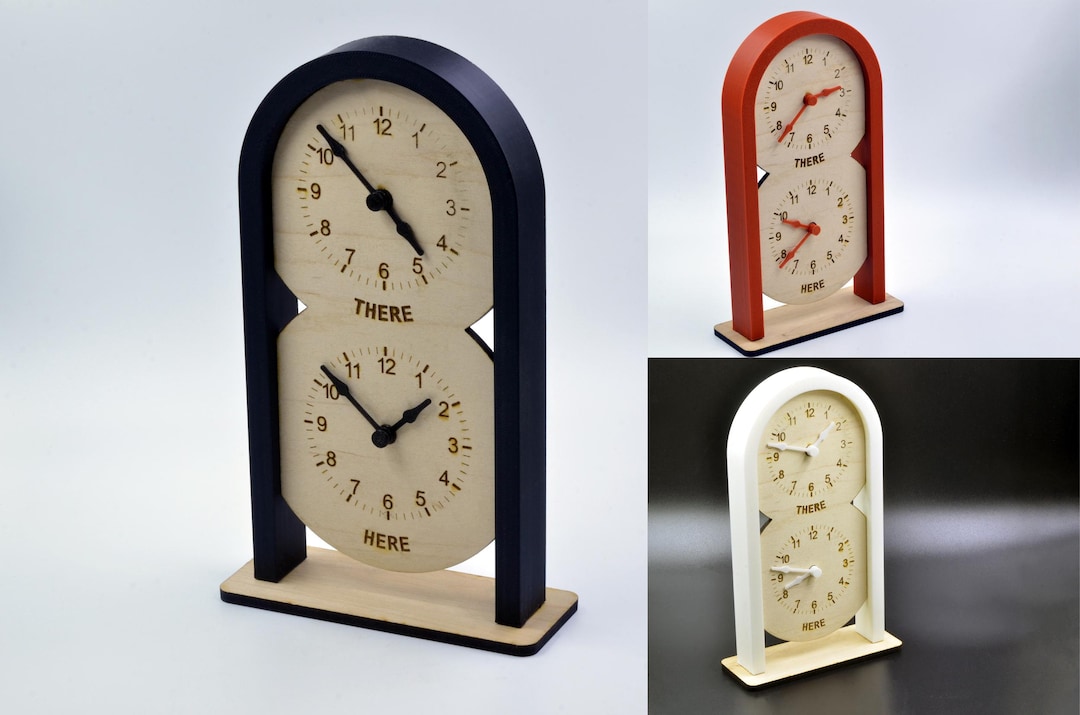 Personalized Two Time Zone Clock Custom Made World 2 Timezone Desktop ...
