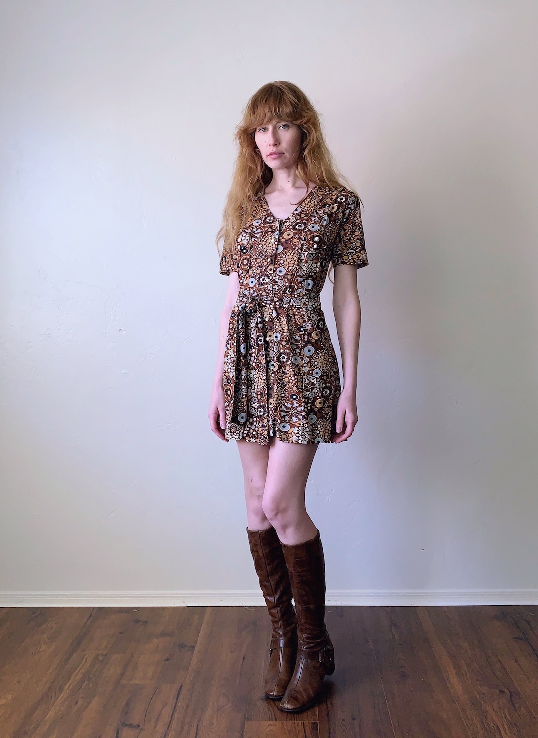 Vintage 1960s Mod Mini Go Go Dress Psychedelic, Flower Power, Short ...