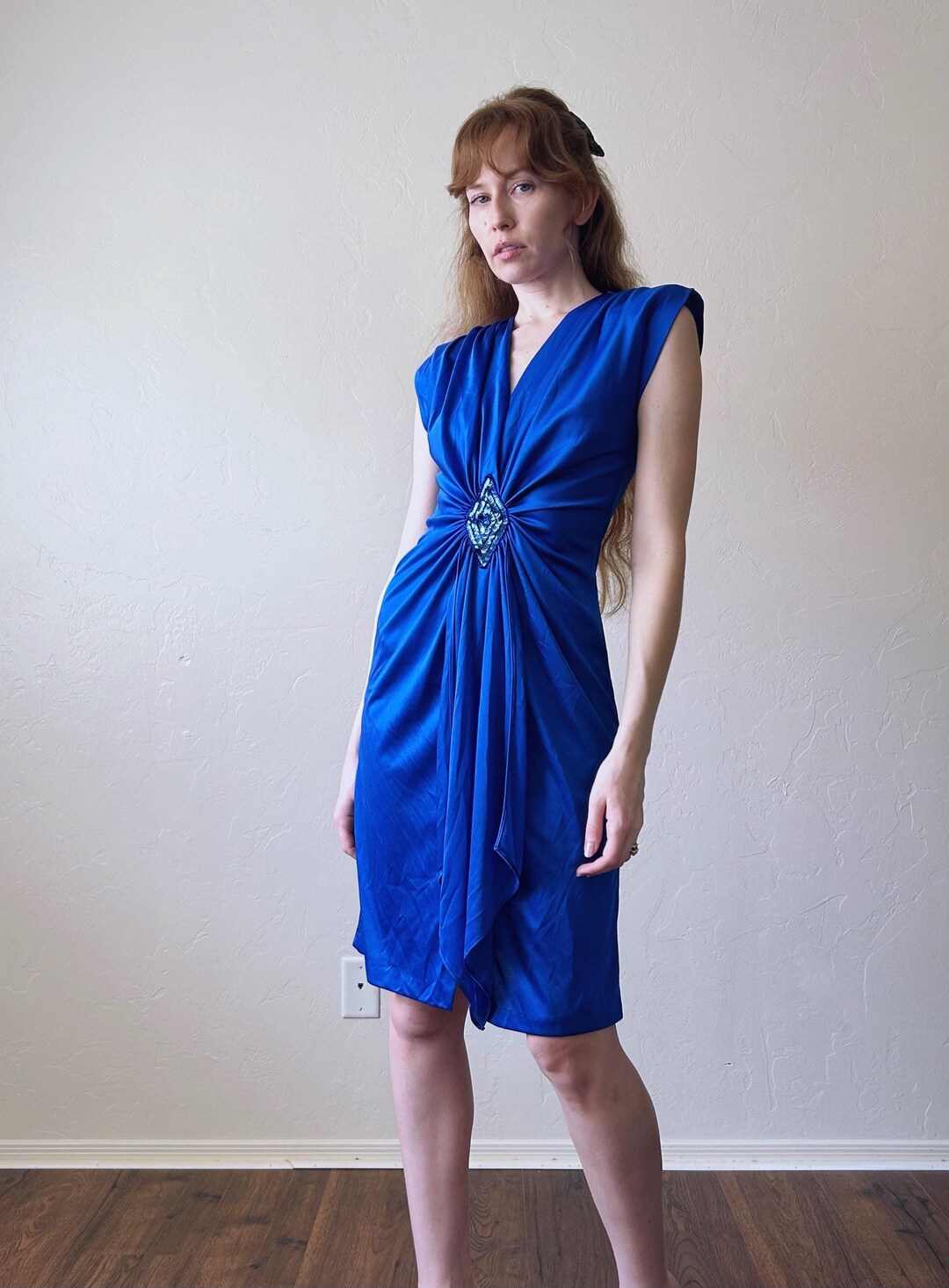 Vintage 1980s Royal Blue Glam Party Dress - Glenrob, Royal Blue - Size ...