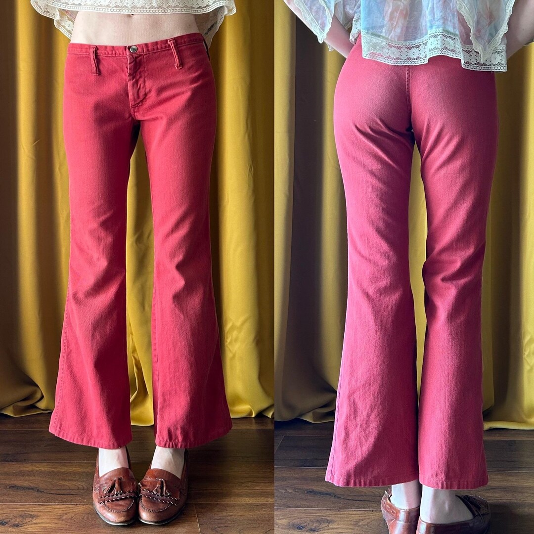 Vintage 60s Low Rise Bell Bottom Jeans Boho Hippie Size Small 31 - Etsy