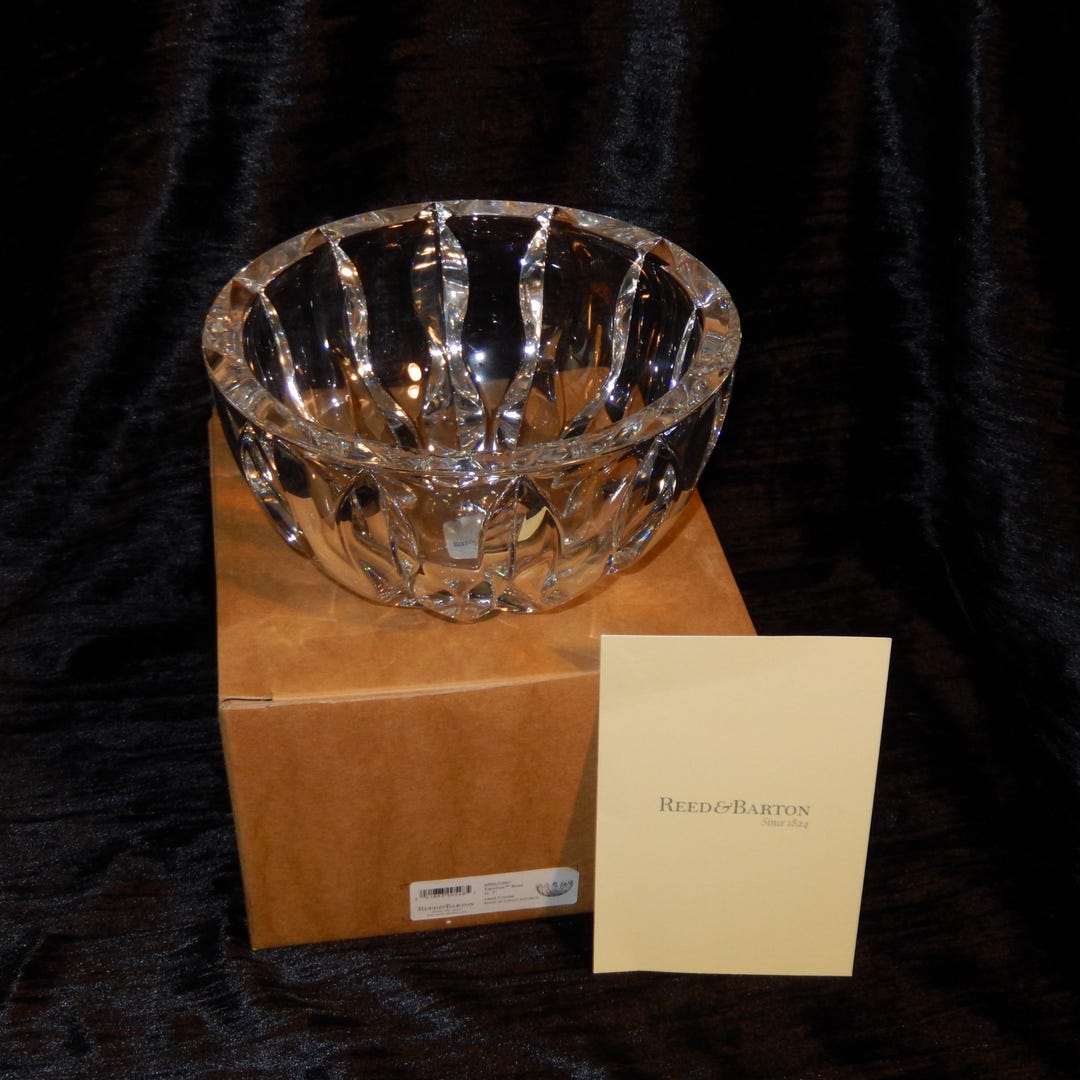 REED & BARTON Lead Crystal EQUINOX Bowl Czech Glass 7" Mint in Box ...