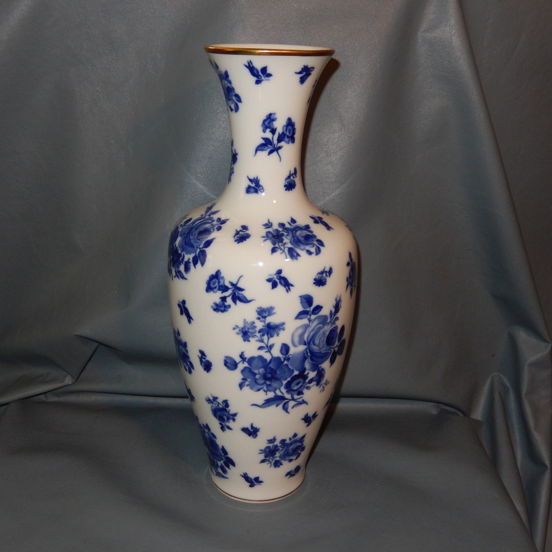 Vintage KPM Large 14" Echt Cobalt ROSES Blue White Gilt German ...