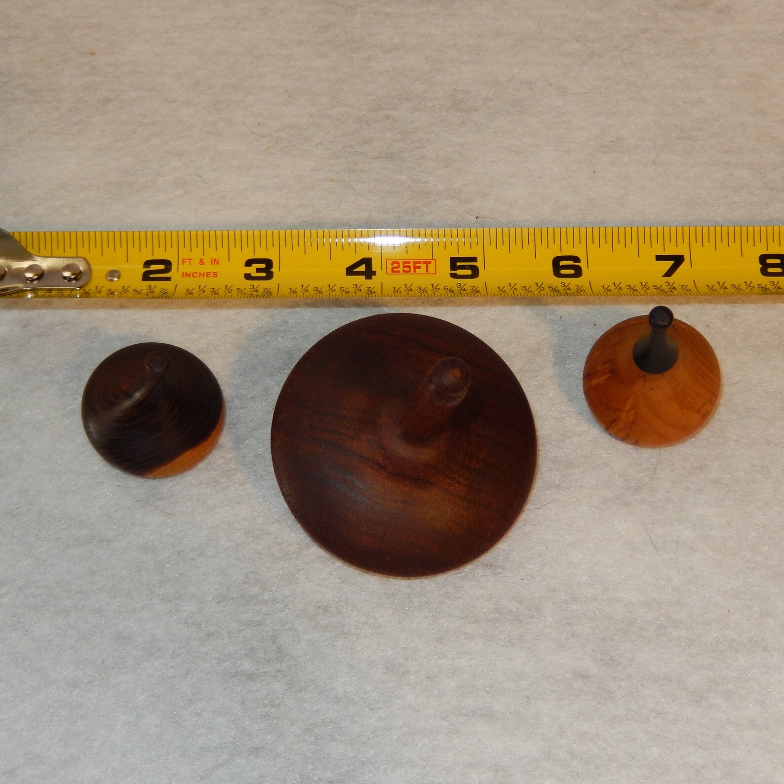 Lot 3 Hand Turned Exotic Wood Spinning Top Toys Crafted Desk Fidget ...