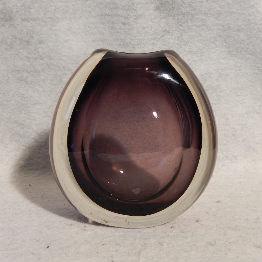 1955 Signed Holmegaard PER LUTKEN Sommerso Glass AMETHYST Vase Denmark ...