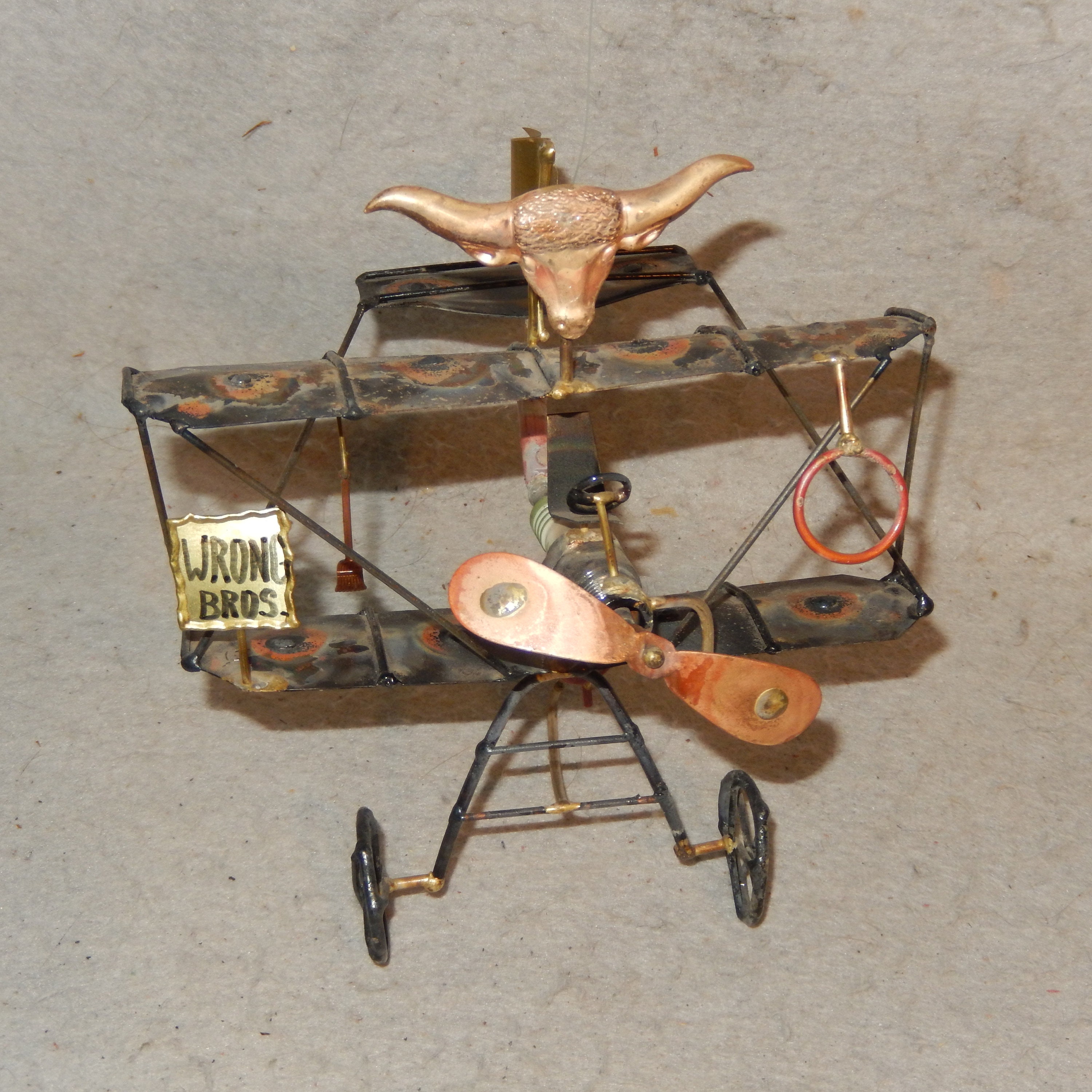 WRONG BROS Flying Machine Welded Metal BiPLANE Art Sculpture | Etsy