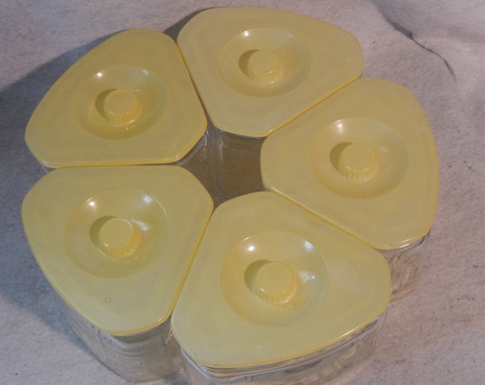 Vintage Set 5 Scurlock Kontanerette Lazy Susan Refrigerator Glass Jar ...