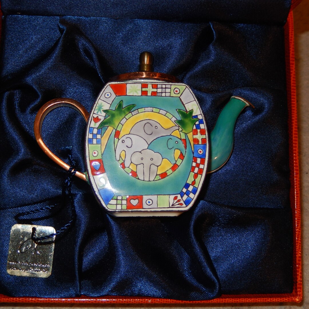 Charlotte Di Vita Numbered Edition ELEPHANT Enamel Teapot Watering Hole ...