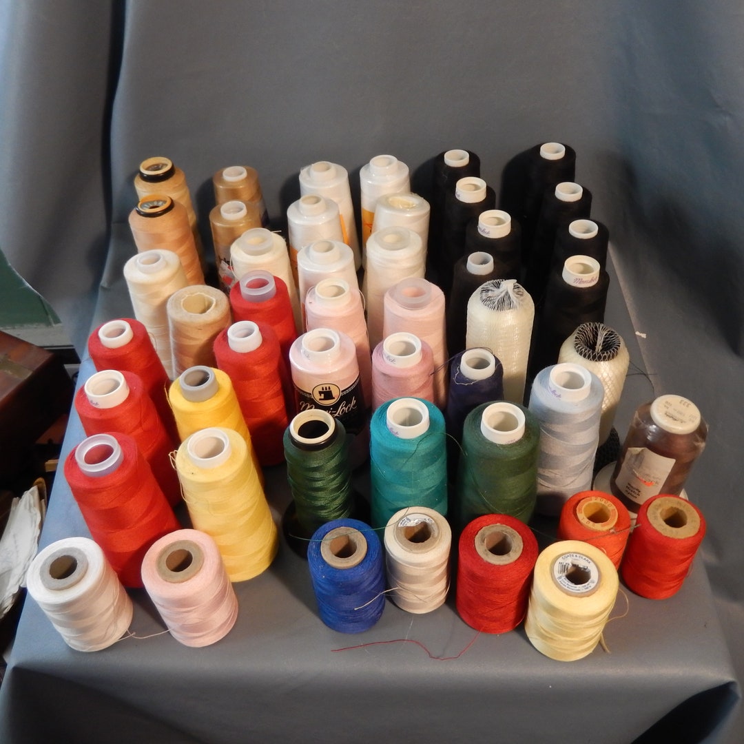 Mixed Lot 49 OVERLOCK Spools Serger Clear Nylon Sewing Thread Machine ...