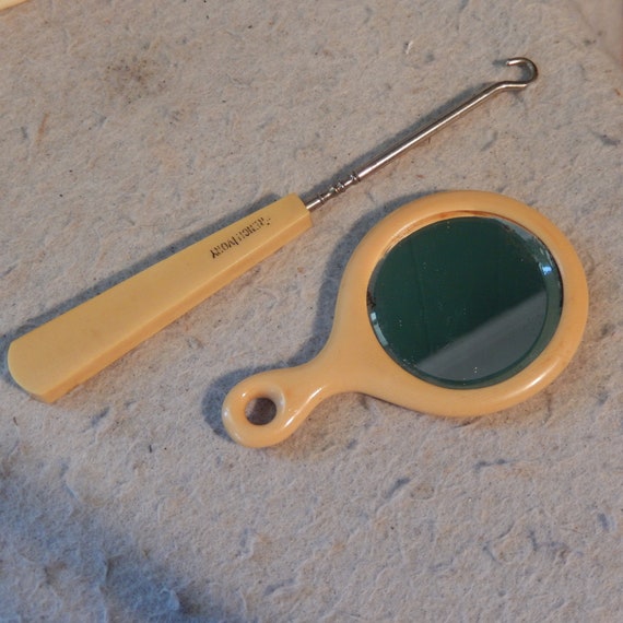 French Ivory PyRaLin Celluloid Vanity Box Mirror DuBa… - Gem