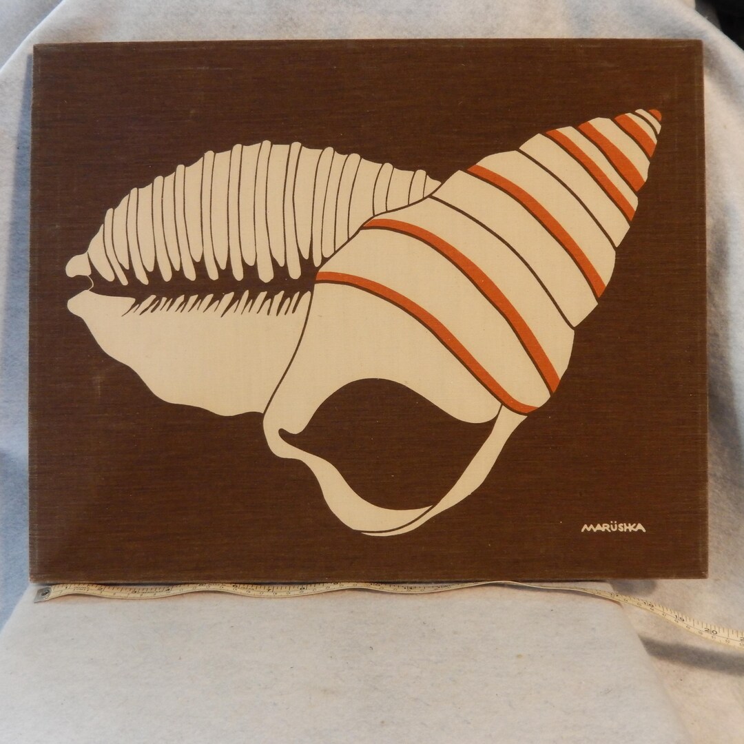 20" MARUSHKA Original SEASHELLS Shell Vintage Stretched Canvas Fabric ...