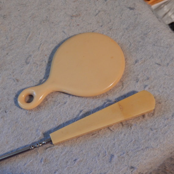 French Ivory PyRaLin Celluloid Vanity Box Mirror DuBa… - Gem