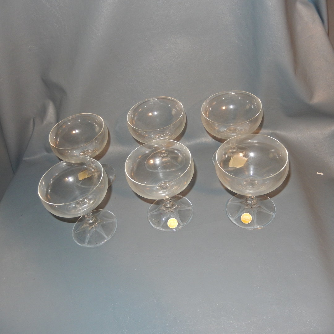 Set 6 Vintage WEST GERMANY Crystal Champagne Saucer Stem Glass Lot ...